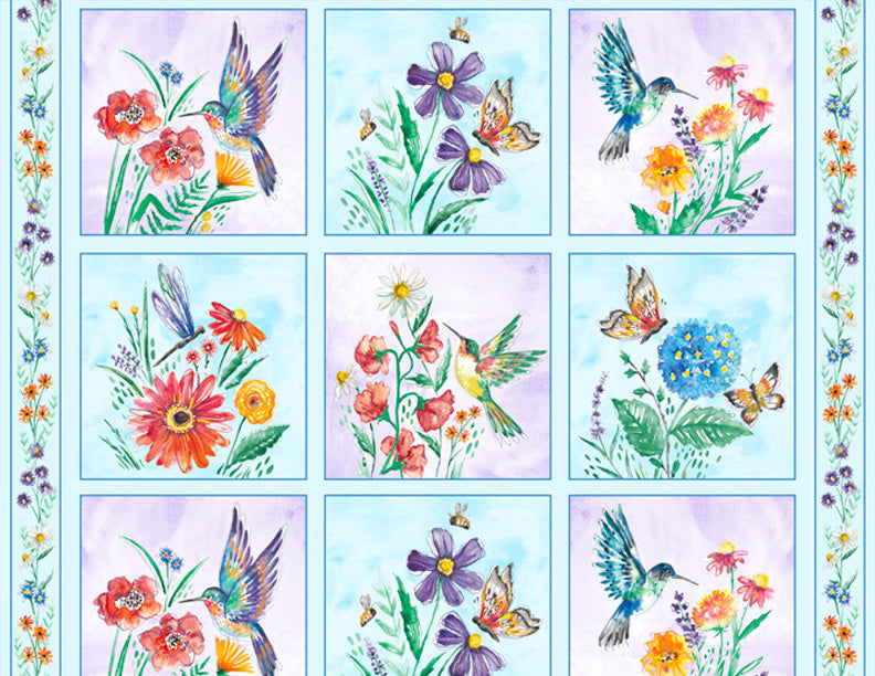 Fanciful Flight Squares Panel – Alamosa Quilt Company