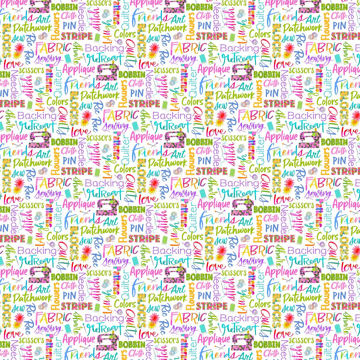 Quilt Retreat Quilting Words on White – Alamosa Quilt Company